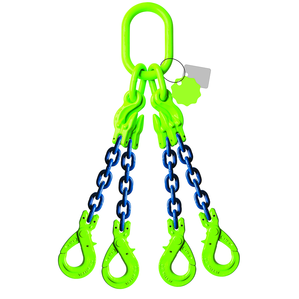 Grade 100 – 4-leg chain sling 6 mm x 2 meter – With clevis latch hook ...