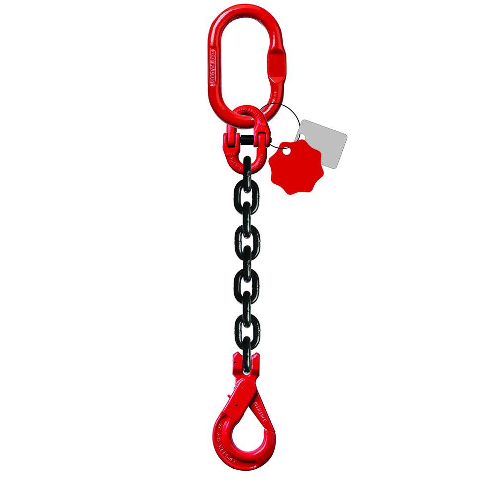 Grade 80 – 1-leg chain sling 6 mm x 6 meter – With self-locking hook